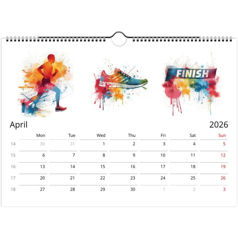Abstract Sports Art Calendar 2026 – A4 Wall Calendar for Athletes ...