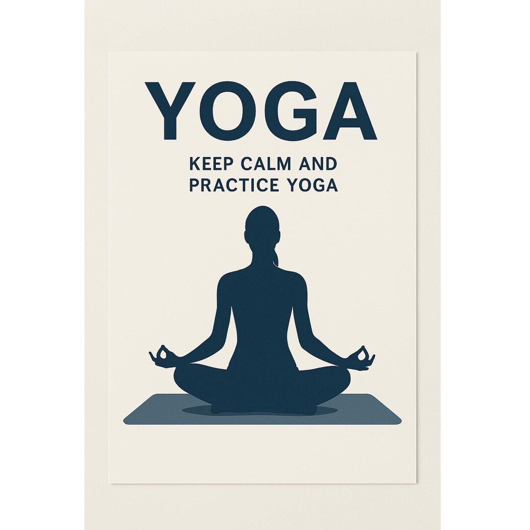 Keep Calm Yoga Poster: Navy Blue Silhouette (digital Download) - Etsy