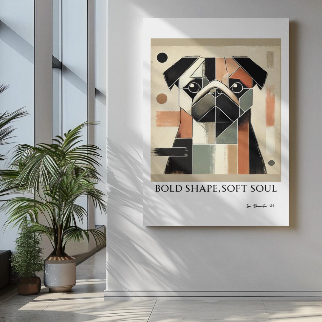 Printable Geometric Pug Art Print - Digital Download – Modern Abstract ...