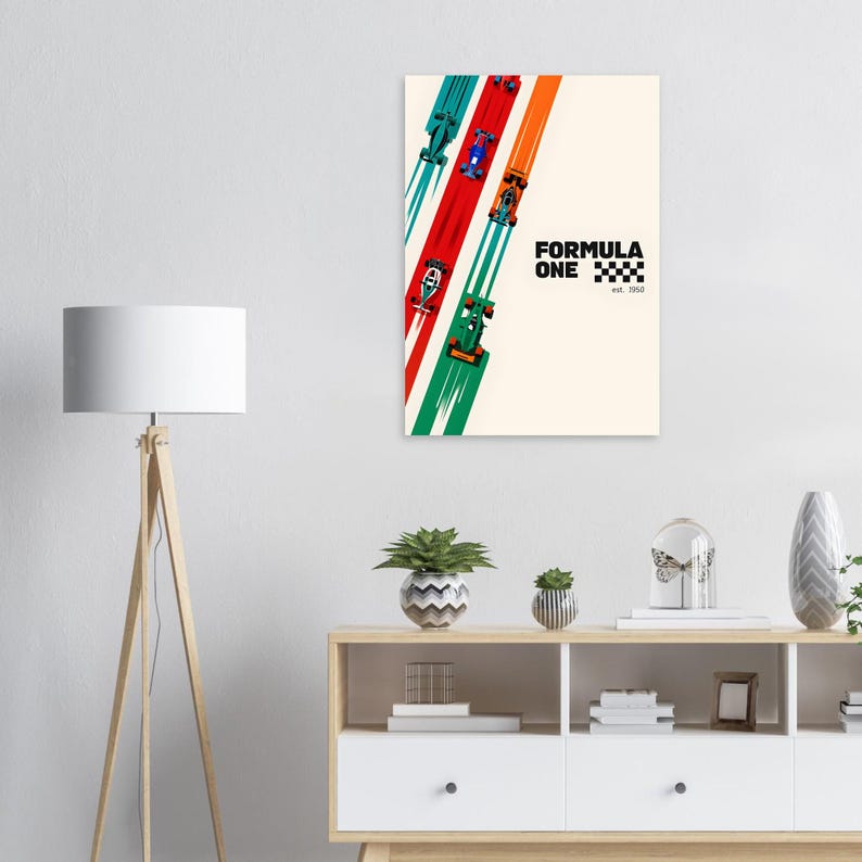 Retro Formula 1 Racing Poster – Vintage Matte Wall Art | Classic Car ...