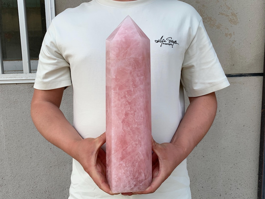 Natural Pink Rose Quartz Crystal Obelisk,crystal Tower,wand Point Reiki ...