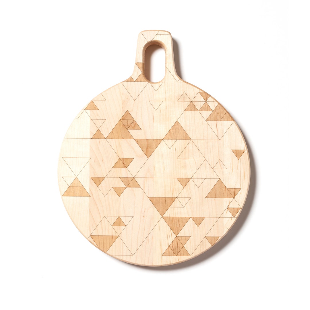 Round Maple Hardwood Board With Triangle Pattern - Etsy