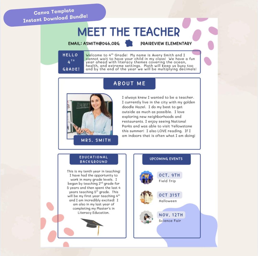 Editable Meet the Teacher & Newsletter Template Bundle (canva Digital ...