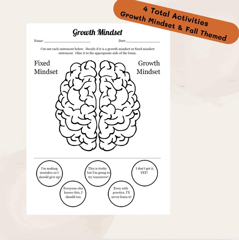 Growth Mindset Fall Activities: Positive Pumpkins Printable Worksheets ...