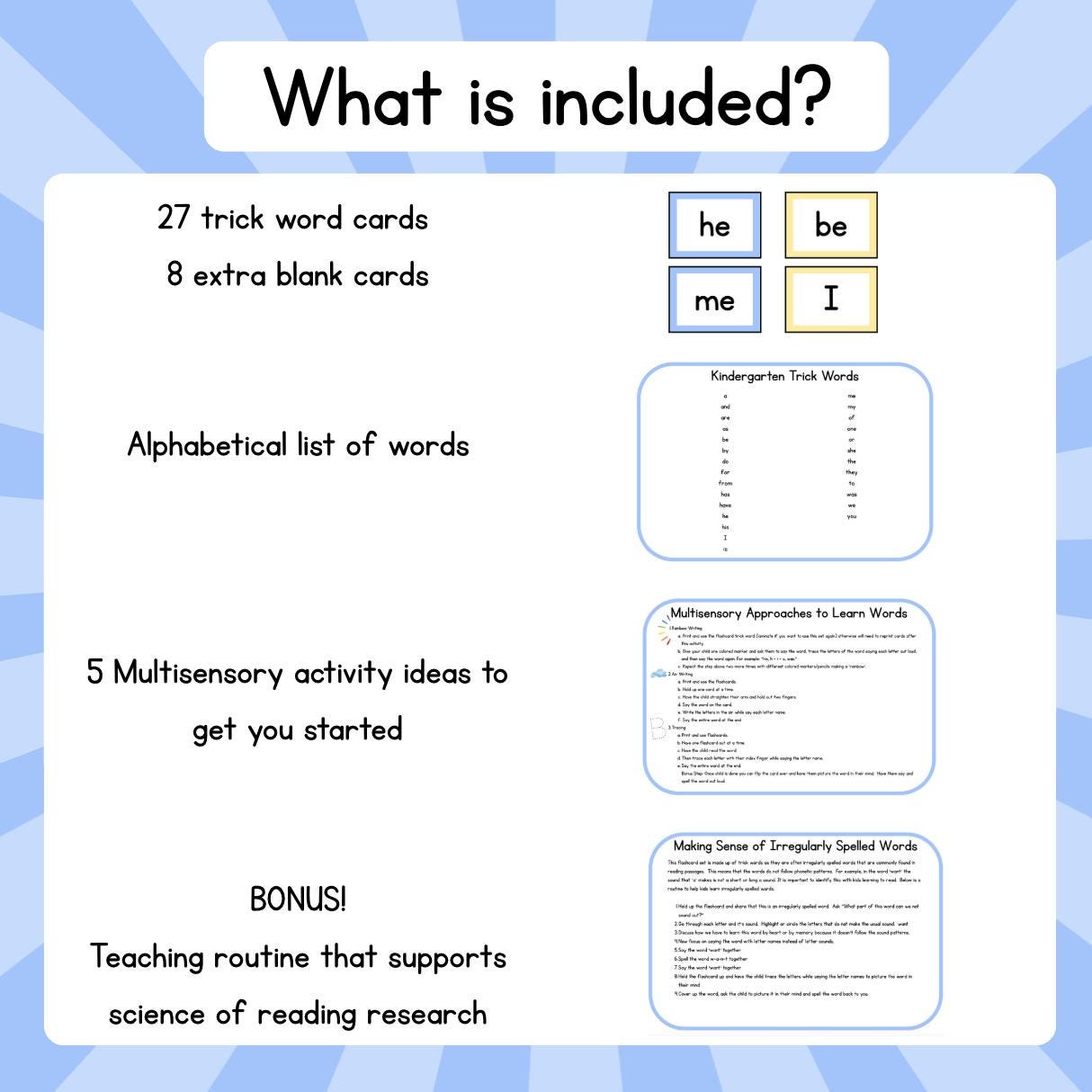Kindergarten Trick Word Flashcards: Fundations Level K Trick Words ...