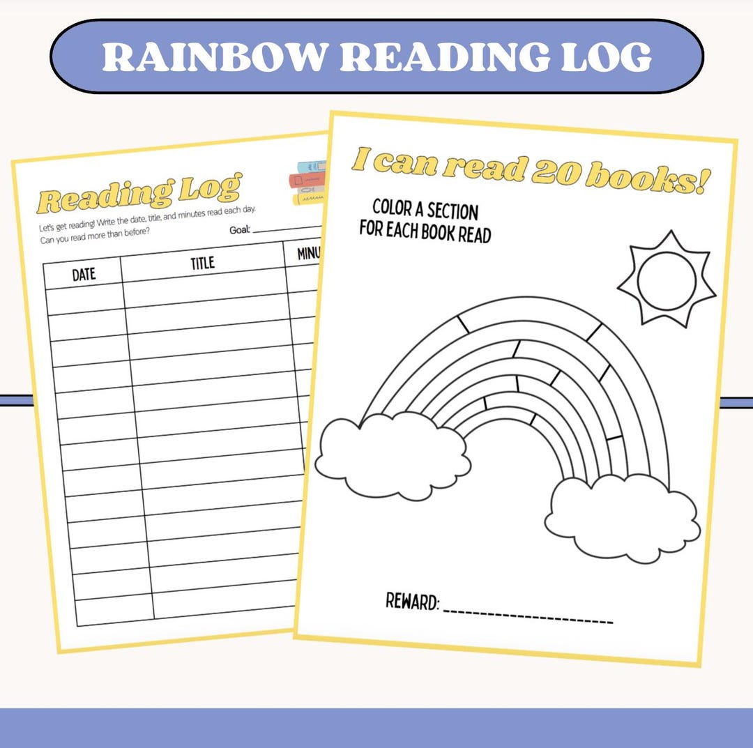 Kids Reading Log, Rainbow Theme Book Tracker, at Home Reading Log ...