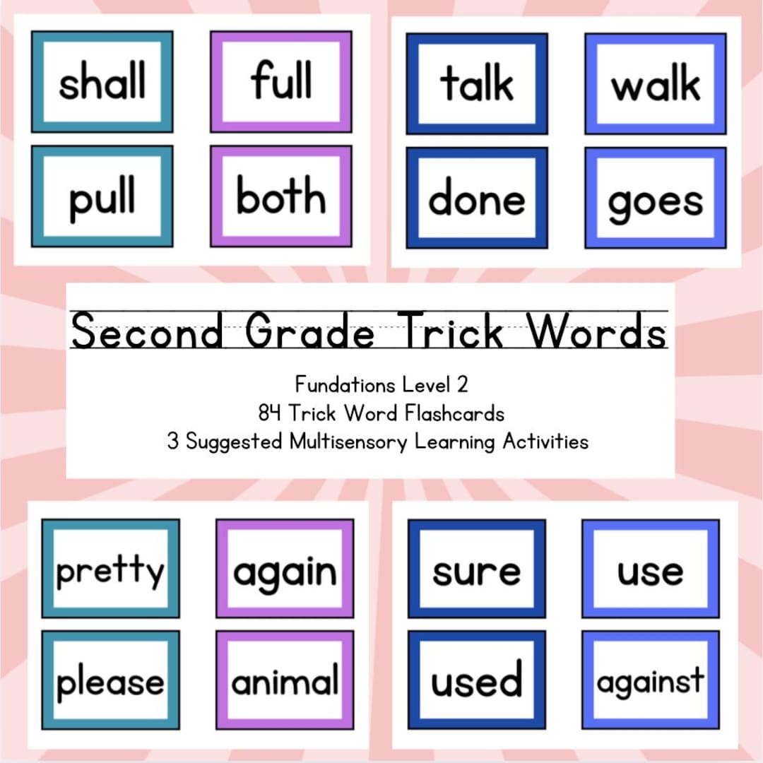 Second Grade Trick Word Flashcards: Fundations Level 2 Flashcards ...