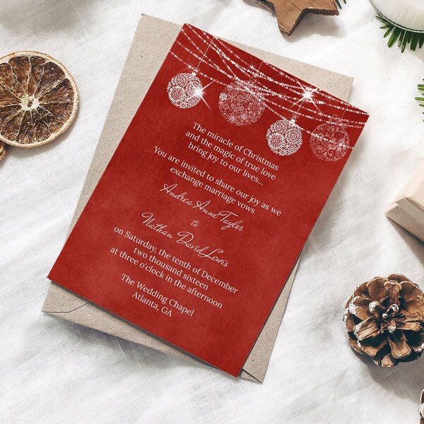 Christmas Wedding Invitations - Etsy