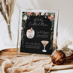 Holiday Signature Drink Sign, Wedding, Christmas Cocktail Menu, Bar ...