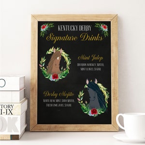 Kentucky Derby Signature Drinks Sign, Cocktail Sign, Equestrian Themed ...