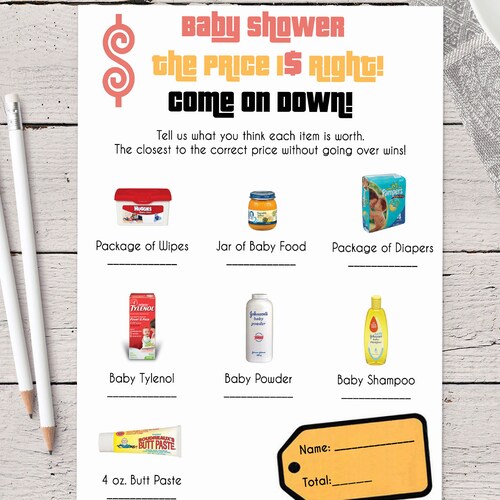 The Price is Right With Answer Key Baby Shower Printable Game - Etsy