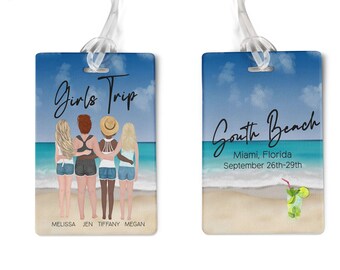 Monogram Luggage Tag Girls Trip Luggage ID - Etsy