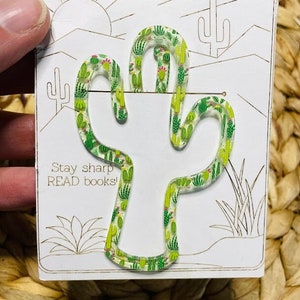 Cactus Acrylic Bookmark, Unique Bookmark, Handmade Bookmark, Teacher ...