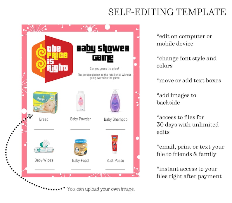 The Price is Right Baby Shower Game Template, Instant Download, Price ...