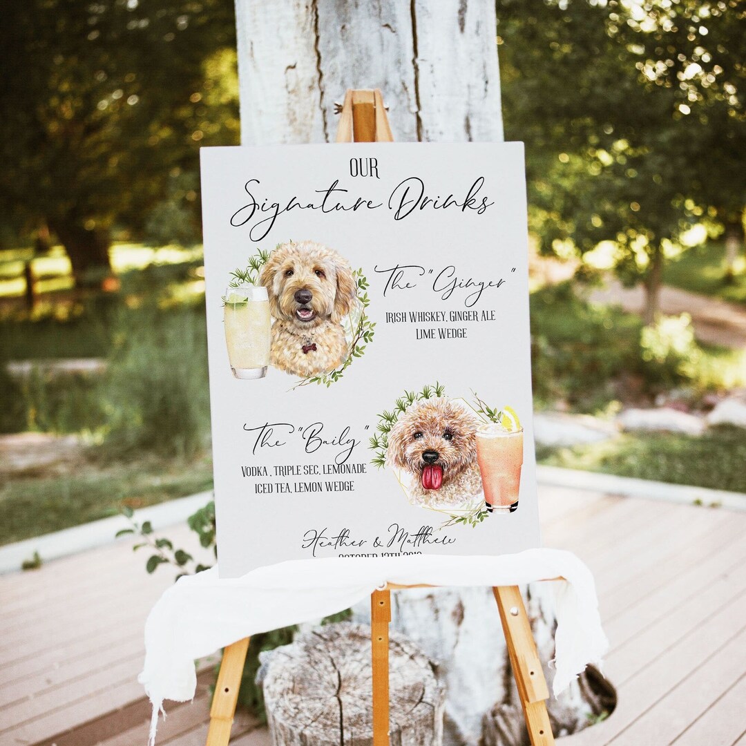 Pet Signature Drink Sign Wedding, Pet Cocktail Sign, Cat Signature ...