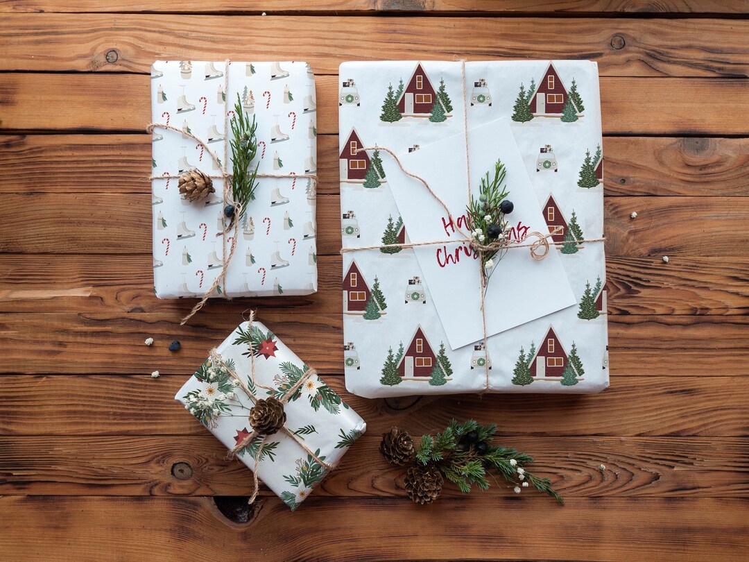 Rustic Cabin Christmas Wrapping Paper Sheets Roll, Holiday Gift Wrap - Etsy
