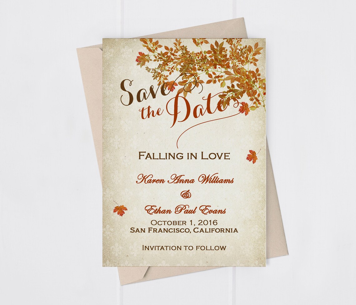 Rustic Save the Date Invitation Fall in Love Save the Date | Etsy