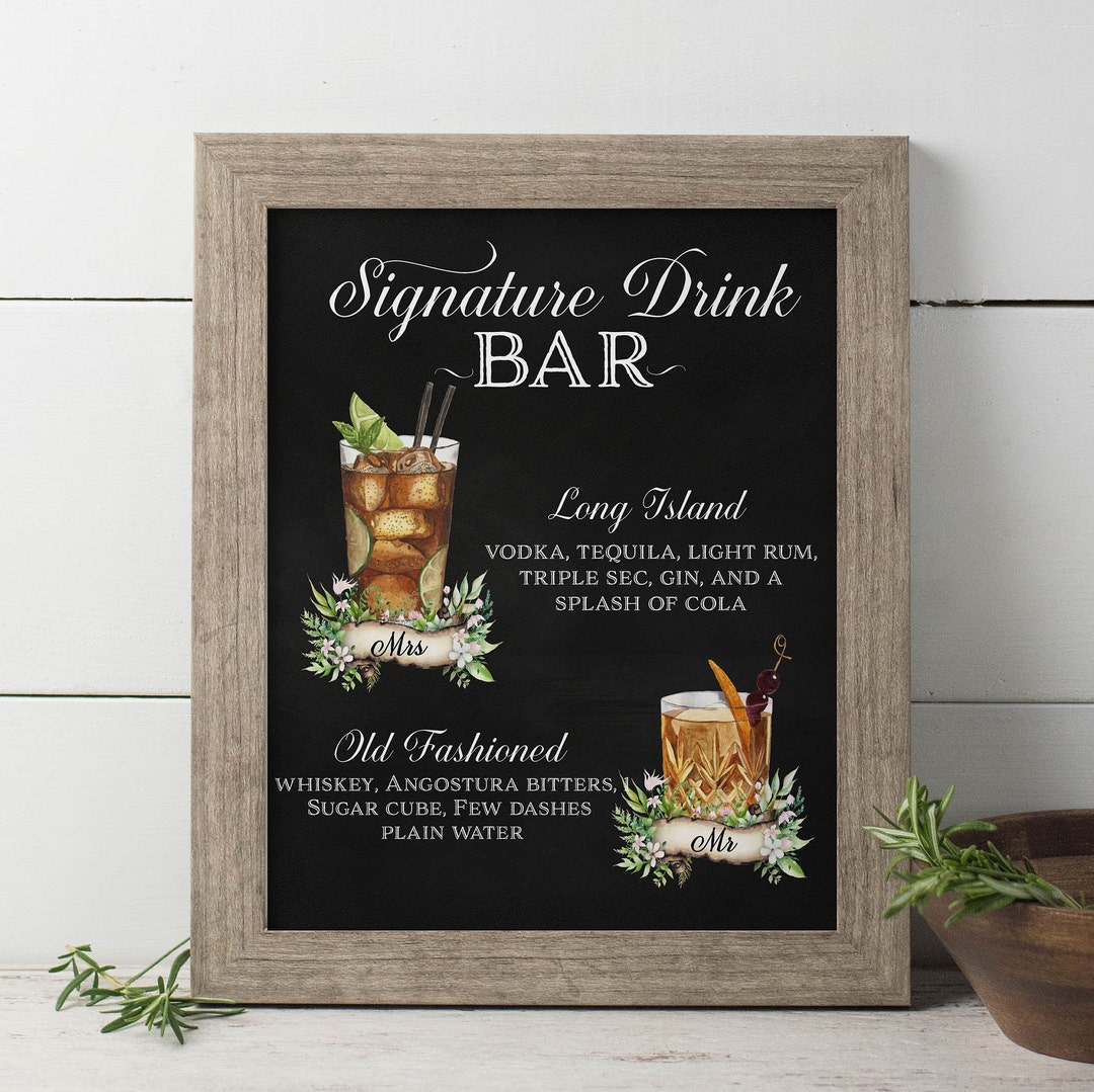 Signature Drink Sign Wedding, Wedding Bar Sign, Custom Cocktail Sign ...