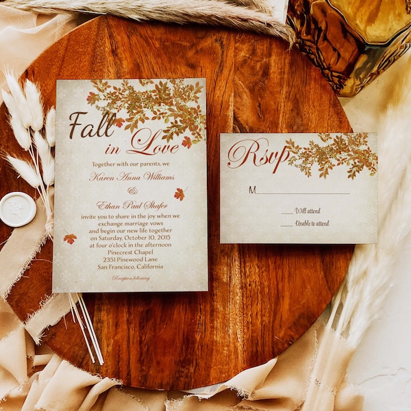 Rustic Fall Wedding Invitations - Etsy