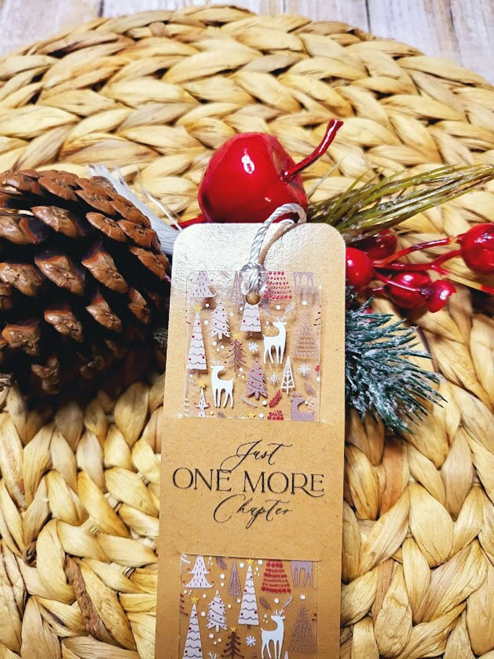 Winter Forest Christmas Bookmark With Tassel, Holiday Bookmarks, Book ...