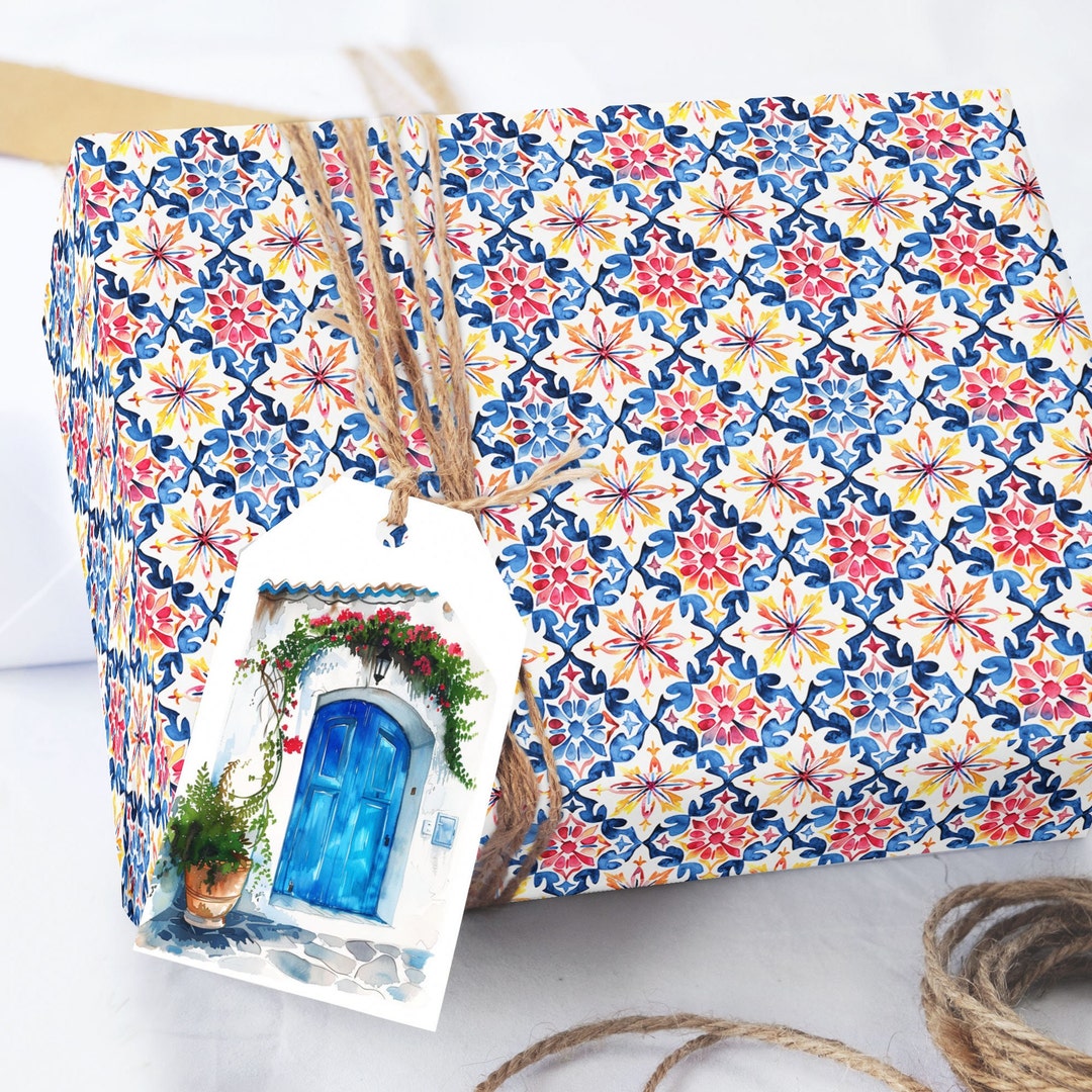 Mediterranean Greek Wrapping Paper, Birthday Wrapping Paper Roll ...