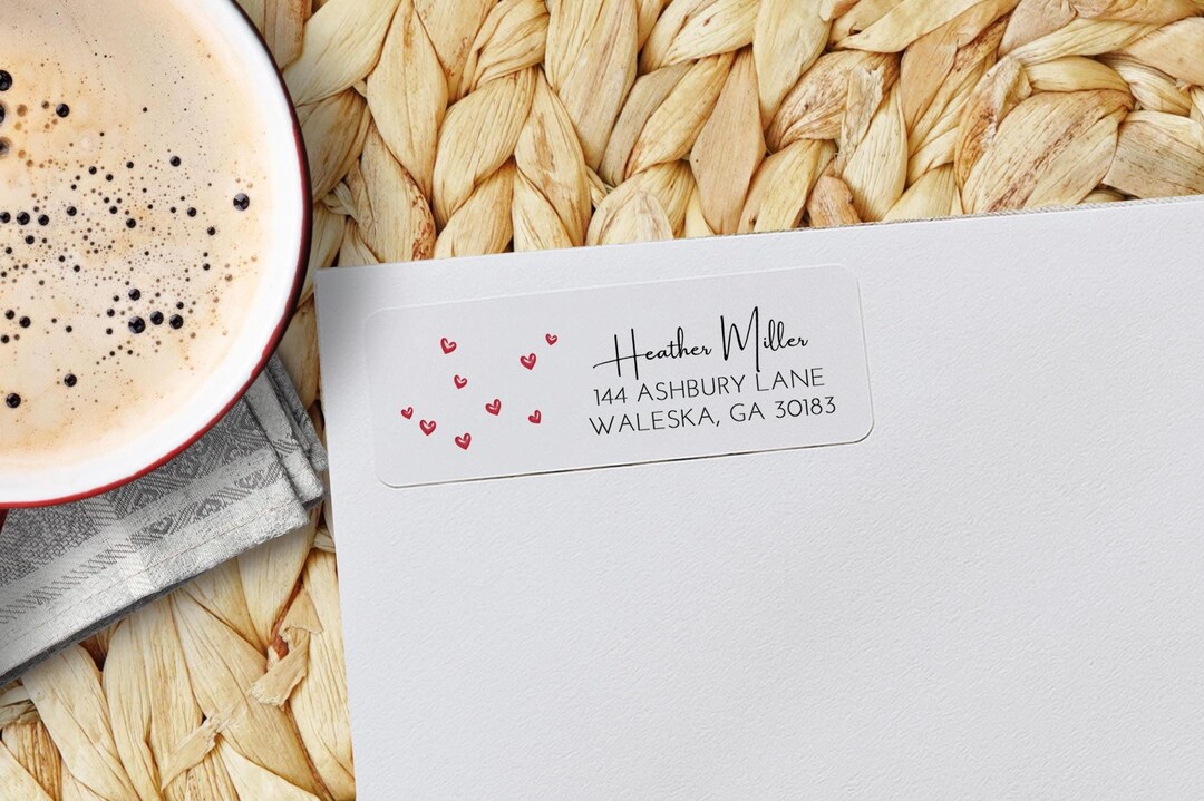 Hearts Return Address Label Sticker, Personalized Address Label, Custom ...