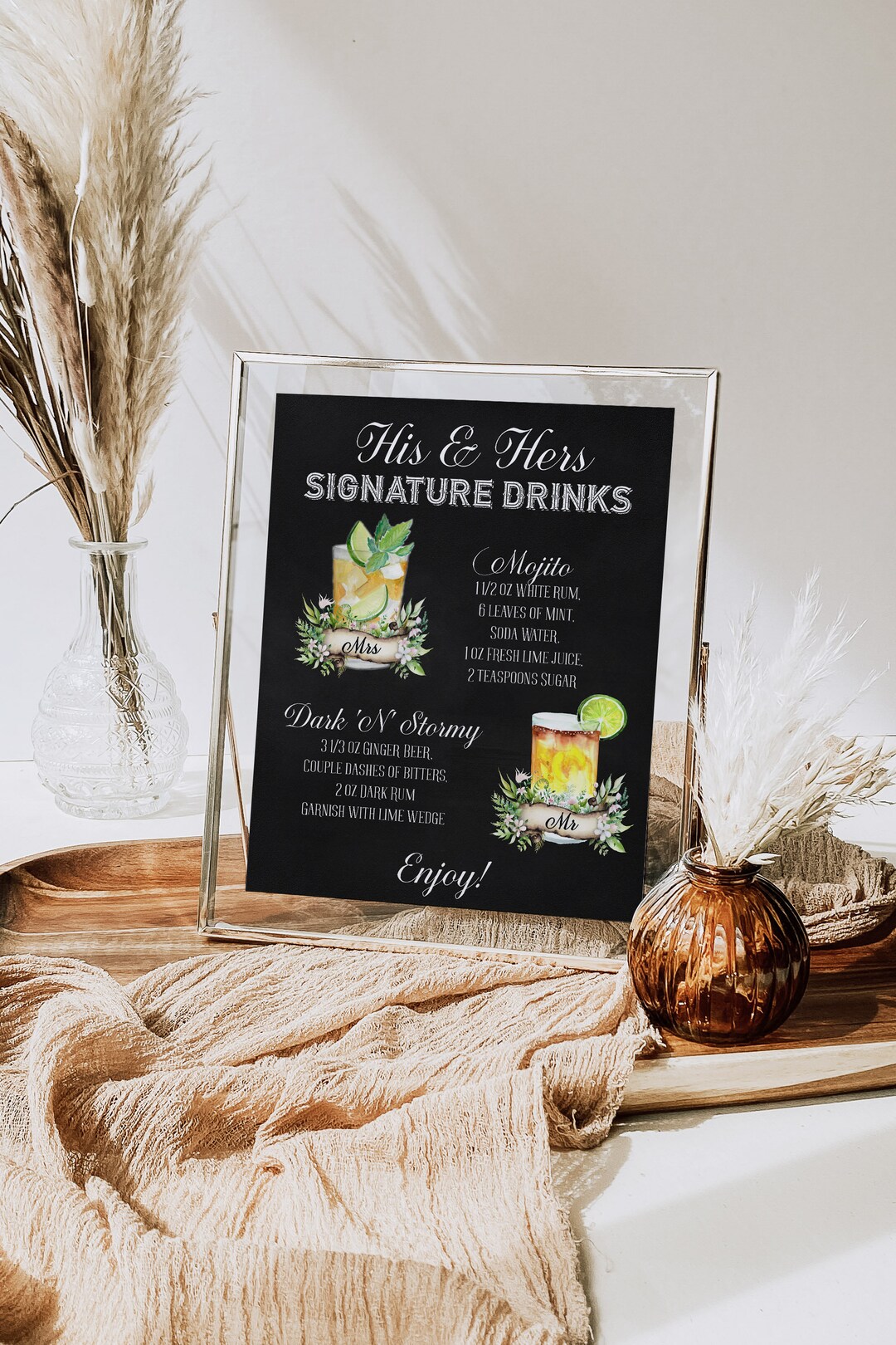 Signature Drink Sign Wedding, Wedding Bar Sign, Custom Cocktail Sign ...
