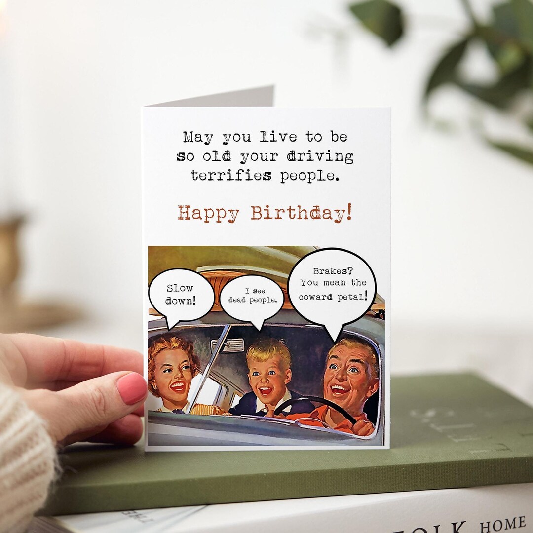 Humor Funny Birthday Card, Adult Greeting Card for Him, Dad Driving ...