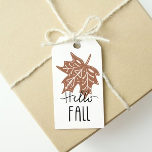 Hello Fall Gift Tags, PRINTED Gift Tags With String, Maple Leaf Favor ...