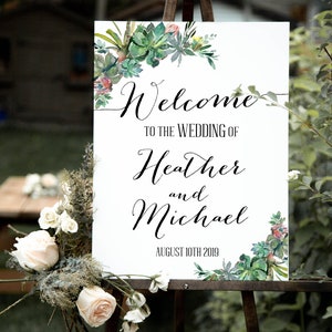 Welcome Wedding Sign Succulents Flower Welcome Sign - Etsy
