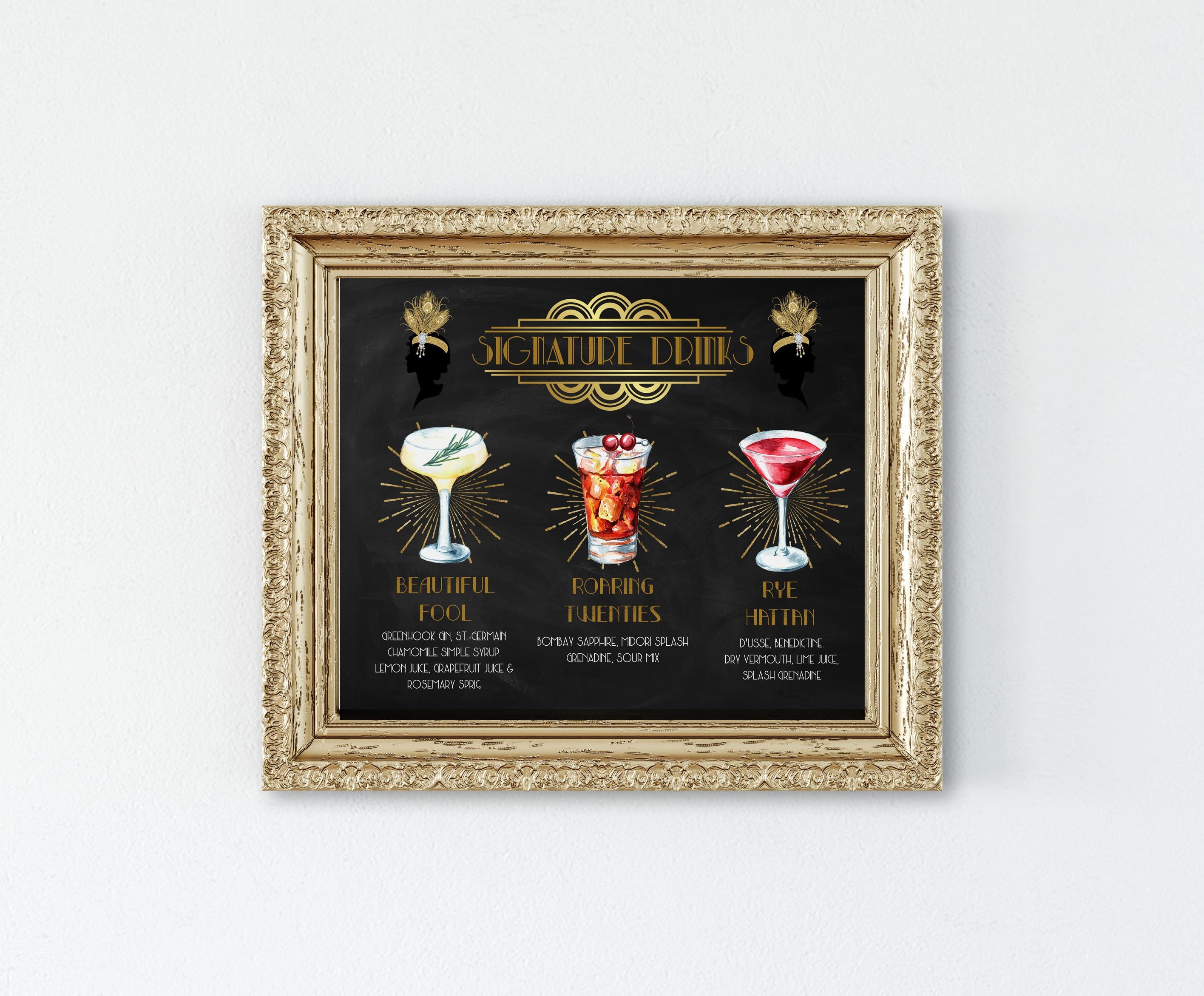 Art Deco Signature Drinks Sign Wedding Signature Drinks Sign - Etsy Canada