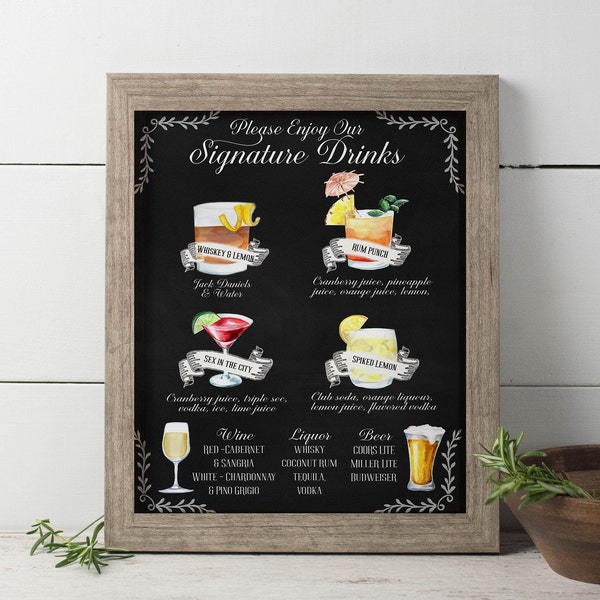 Chalkboard Bar Menu - Etsy