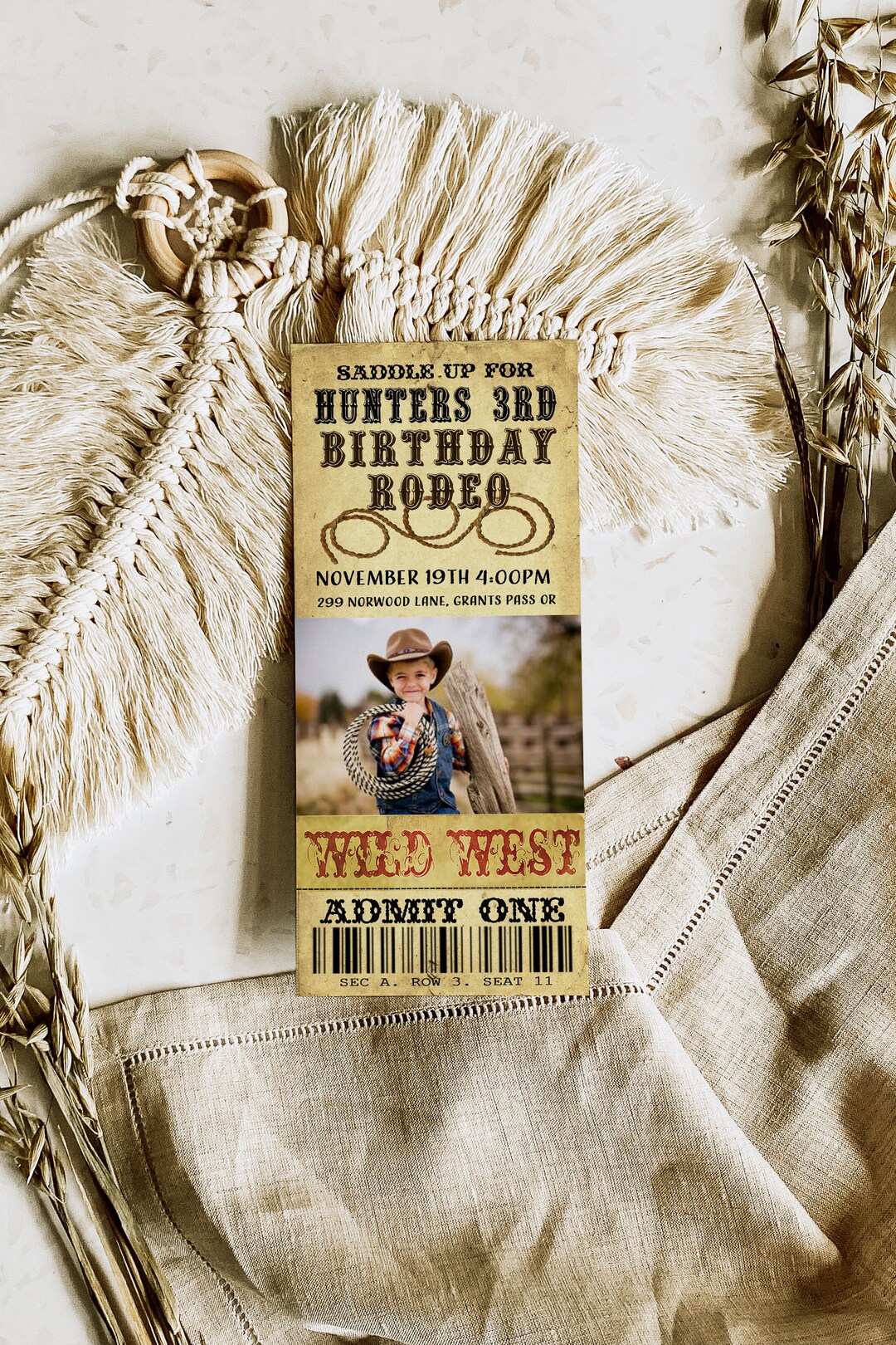 Rodeo Birthday Ticket Invitation Printable - Etsy