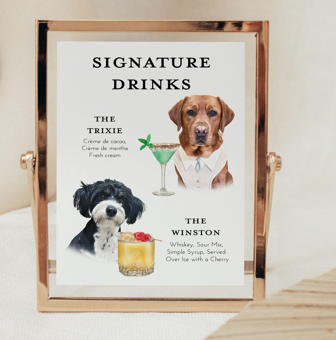 Custom Pet Wedding Drink Sign, Signature Cocktail Pet Sign, Wedding Bar ...
