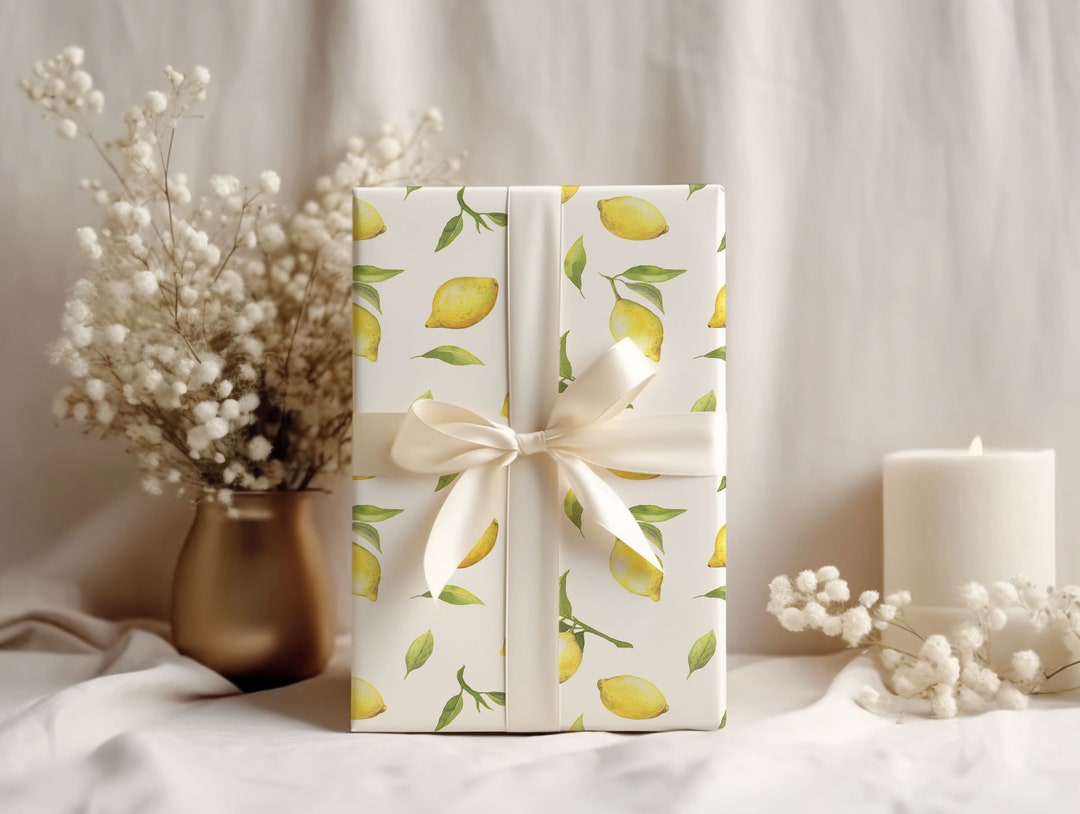 Lemon Wrapping Paper, Birthday Wrapping Paper Roll, Wedding Gift Wrap ...