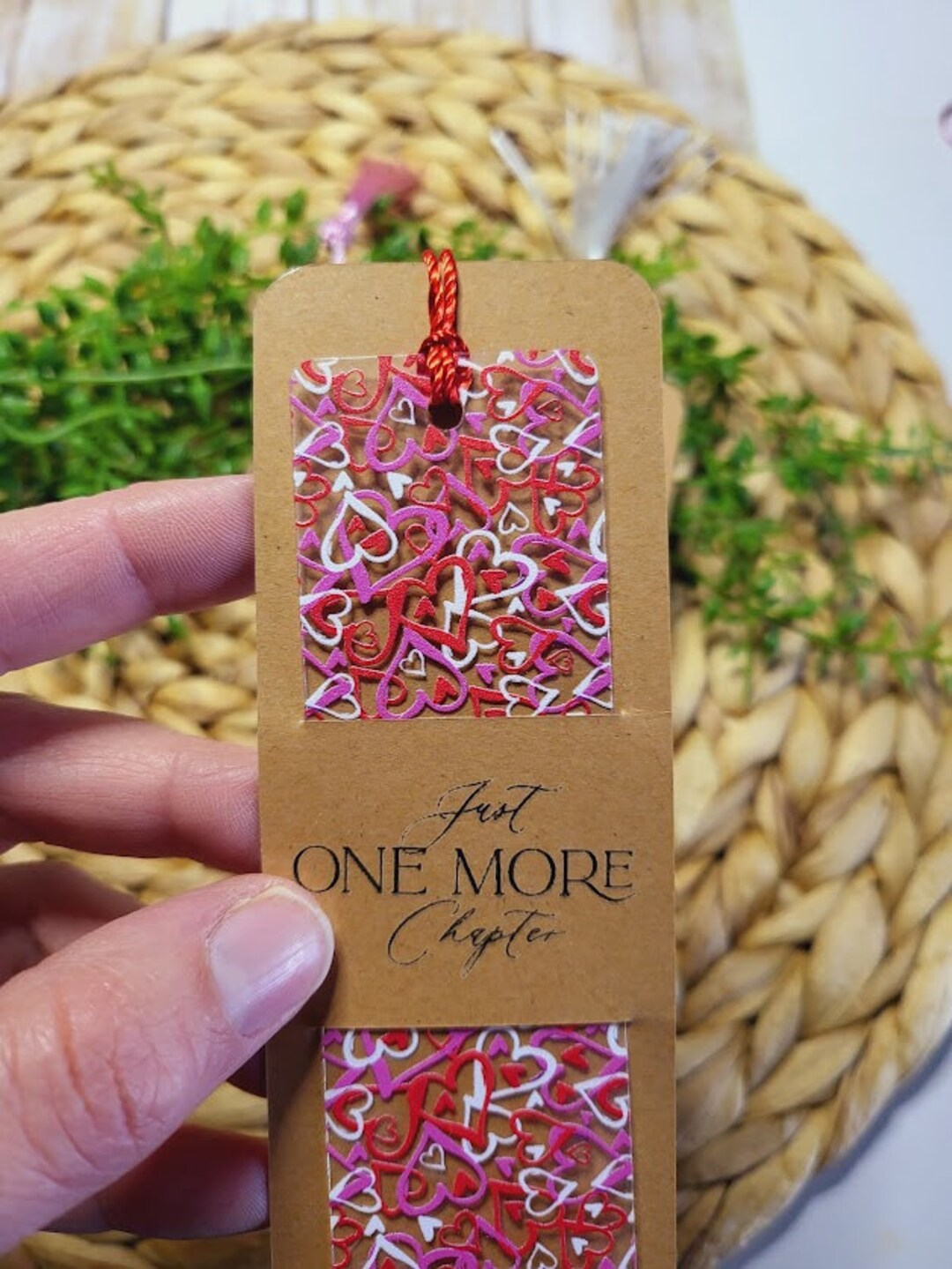 Valentines Day Bookmark With Tassel, Red and Pink Hearts Bookmark, Book ...