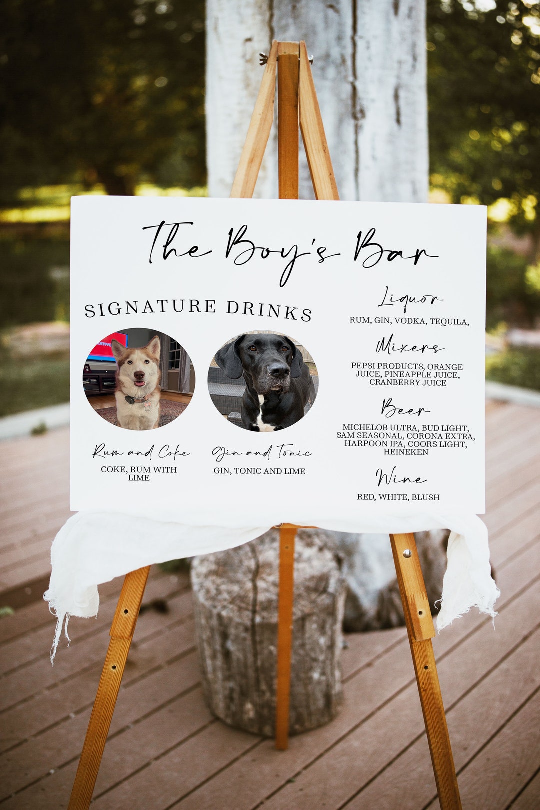 Pet Signature Drink Sign, Dog Signature Cocktail Sign, Cat Signature ...