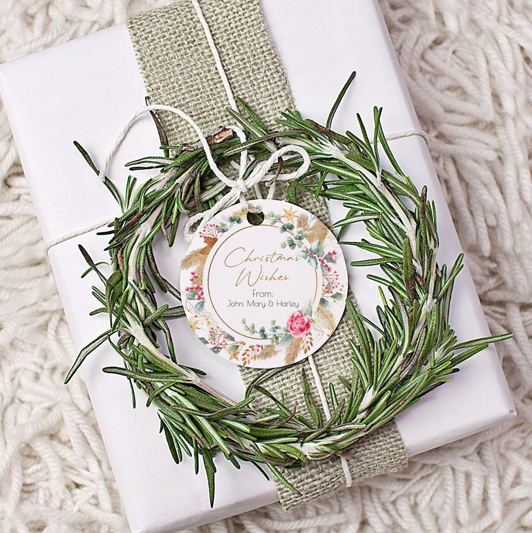 Christmas Round Gift Tag, Christmas Wishes, Christmas Gift Tag, Holiday ...