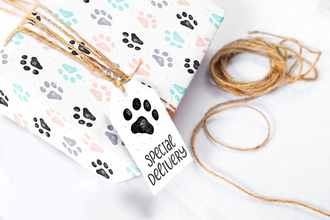 Dog Paws Birthday Wrapping Paper Sheets, Wrapping Paper Roll, Pet Gift ...