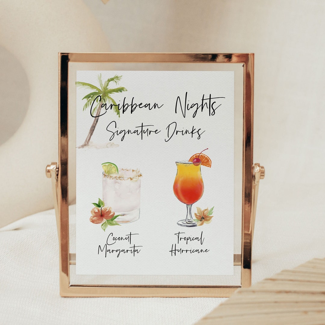 Caribbean Signature Drink Sign Wedding, Wedding Bar Sign, Custom ...
