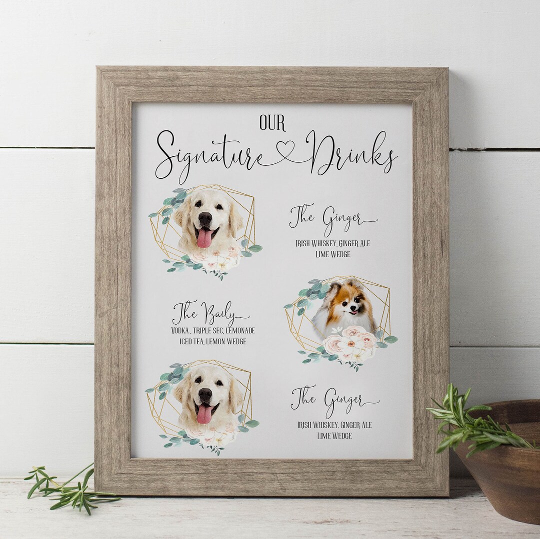 Pet Signature Drink Sign Wedding, Signature Drinks Sign Dog, Signature ...