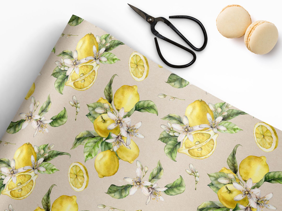Lemon Wrapping Paper, Birthday Wrapping Paper Roll, Wedding Gift Wrap ...