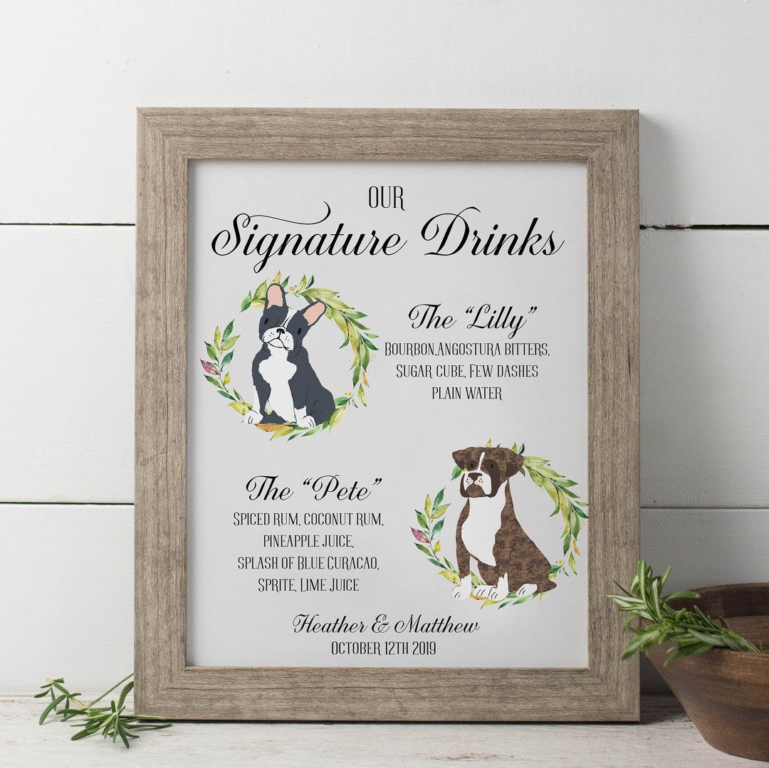 Signature Drinks Sign Pet, Drink Sign, Wedding Signature Drinks Sign ...