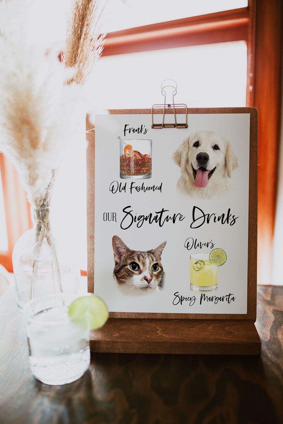 Pet Signature Drink PRINTED Sign Bar Menu Sign Dog Drink Sign Dog ...