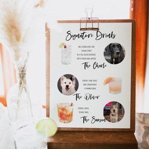 Editable Pet Signature Drink Sign TEMPLATE, Dog Cocktail Bar Sign ...