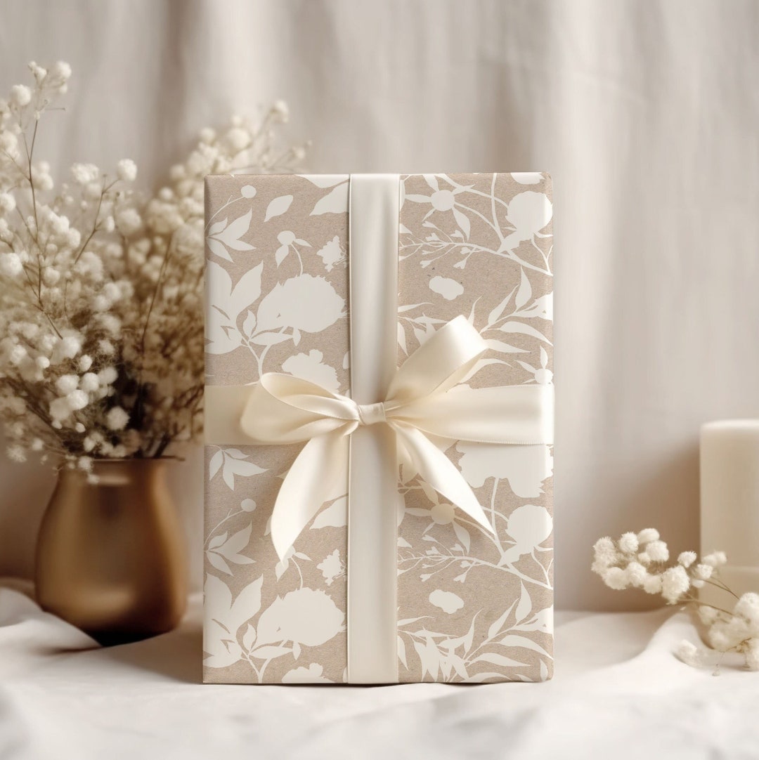 Elegant Floral Bridal Shower Wrapping Paper Sheets, Wedding Gift Wrap ...
