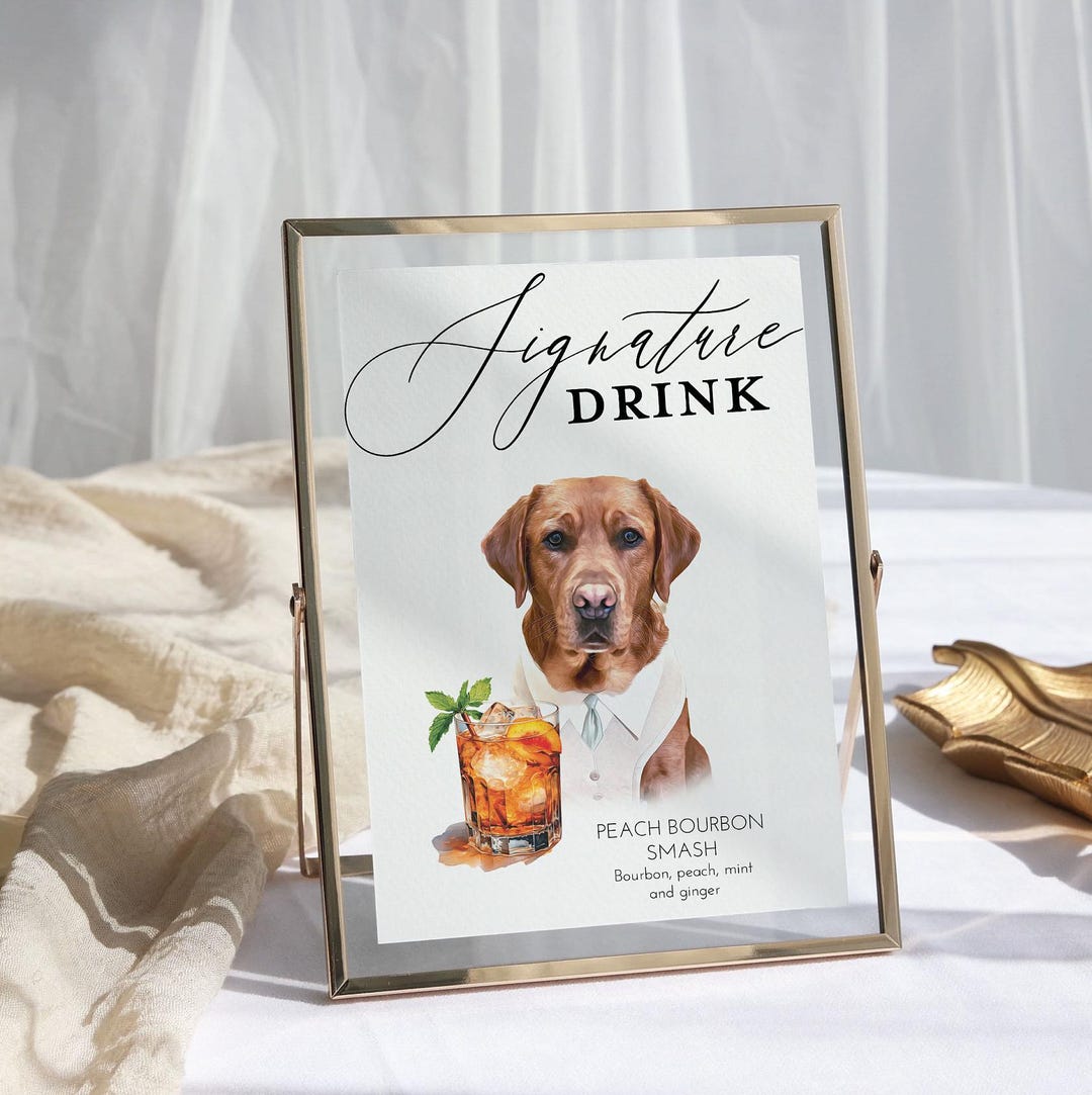 Pet Signature Drink Sign, Dog Signature Drink, Pet Cocktail Sign, Bar ...