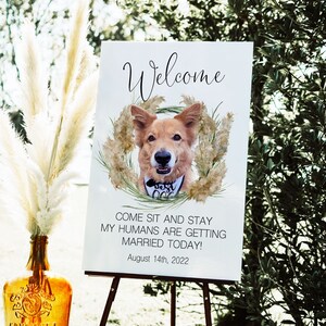 Pet Welcome Wedding Sign, Greenery Sign Sit and Stay Sign, Wedding ...