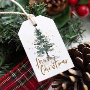 Gold Christmas Tree Gift Tag, Christmas Gift Tag, Gift Tags With String ...