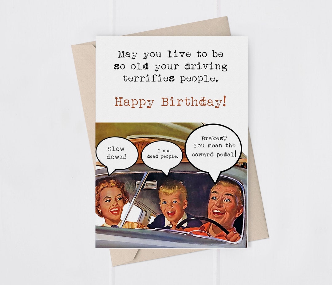 Humor Funny Birthday Card, Adult Greeting Card for Him, Dad Driving ...